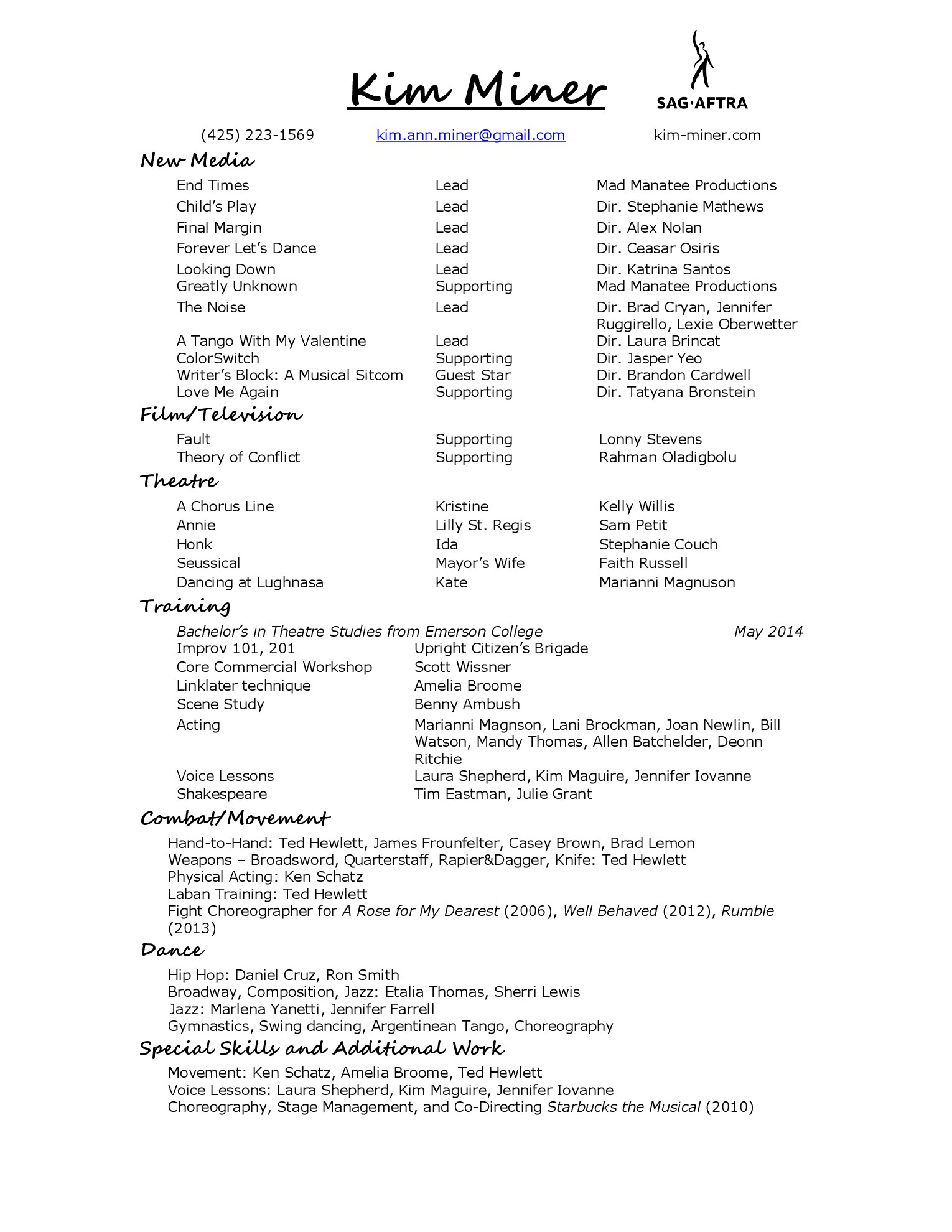 Resume – Kim Miner